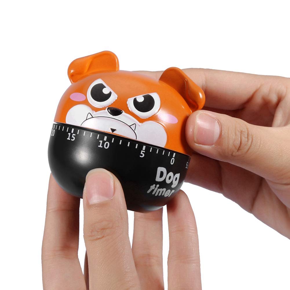 Mechanical Kitchen Timer Cute Dog Shape 55-Minute Countdown Timer No Battery Required Clock Cooking Baking Reminder Timing Tool(Brown)