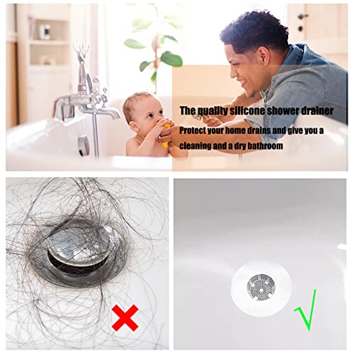 NTCZH Shower Drain Stopper Lightweight and Soft, TPE/TPR Drain Hair Catcher, Strainers Protectors Cover for Floor, Laundry, Kitchen, Bathroom Laundry, and Bathtub