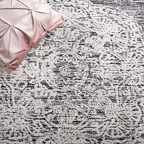 Safavieh Precious Collection Accent Rug - 3' x 5', Black & Ivory, Handmade Wool & Bamboo Silk, Ideal for High Traffic Areas in Entryway, Living Room, Bedroom (PRE303Z)