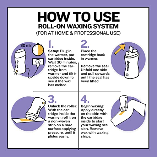 waxup Roll On Wax Warmer, Roller Wax Heater for Soft Wax Cartridge120 volt, Professional Waxing Supplies.