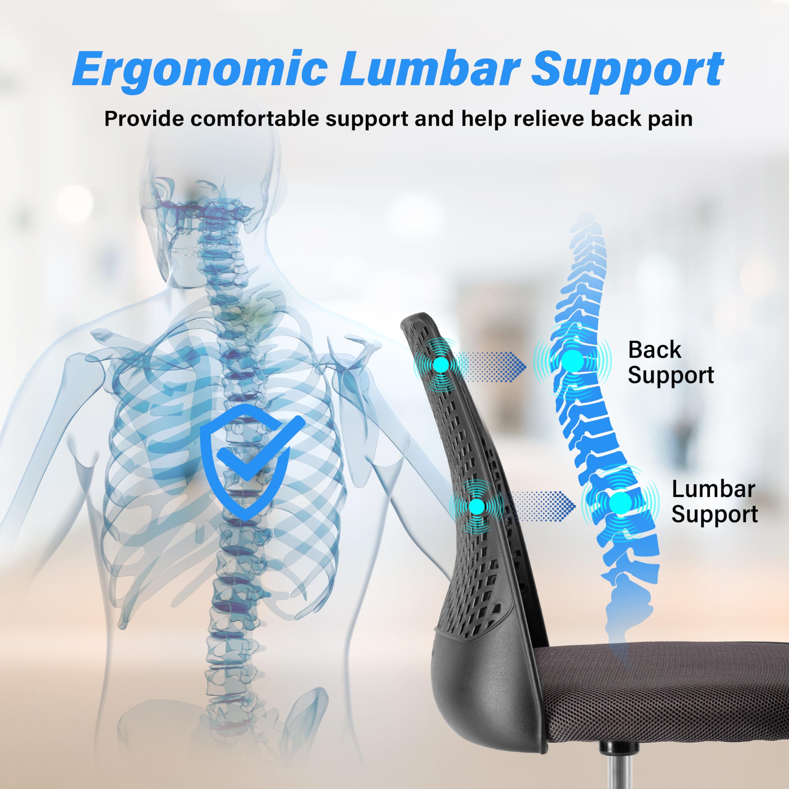 Simple Deluxe Ergonomic Office Chair, Black & Gray
