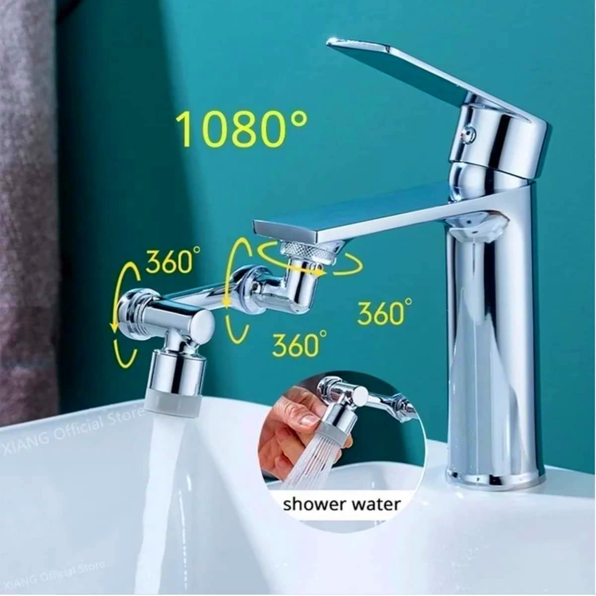 New Rotating 1080° Robotic Arm Faucet -【Universal Model】Splash Filter Faucet, Large Angle Rotating Robotic Arm Water Nozzle Faucet Adaptor w/ 2 Water Outlet Modes, Faucet Extender for Face Wash (1)