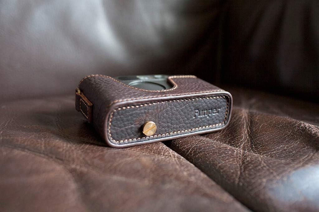 Handmade Genuine Real Leather Half Camera Case Bag Cover for Contax T2 Dark Brown