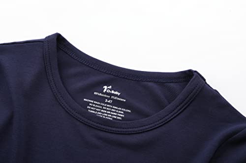 Toddler Pajamas Boys Girls Pajama Set, Unisex Bamboo Viscose Baby Pajamas, Soft Solid Sleepwear 2-piece PJS Set (2T, Navy)