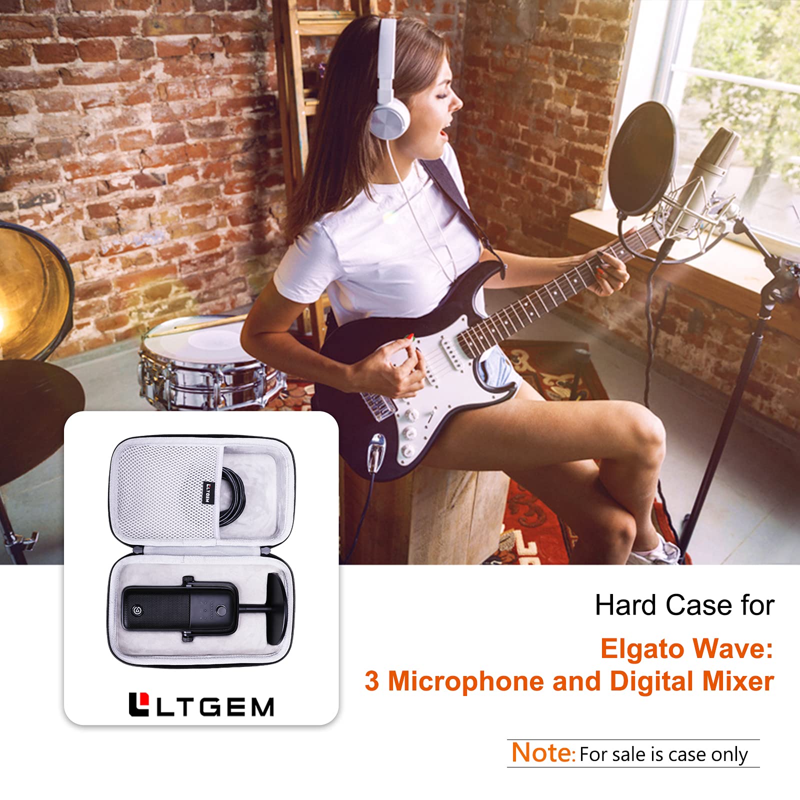 L LTGEM Hard Carrying Case for Elgato Wave: 3–USB Condenser Microphone and Digital Mixer-Storage Protective Bag