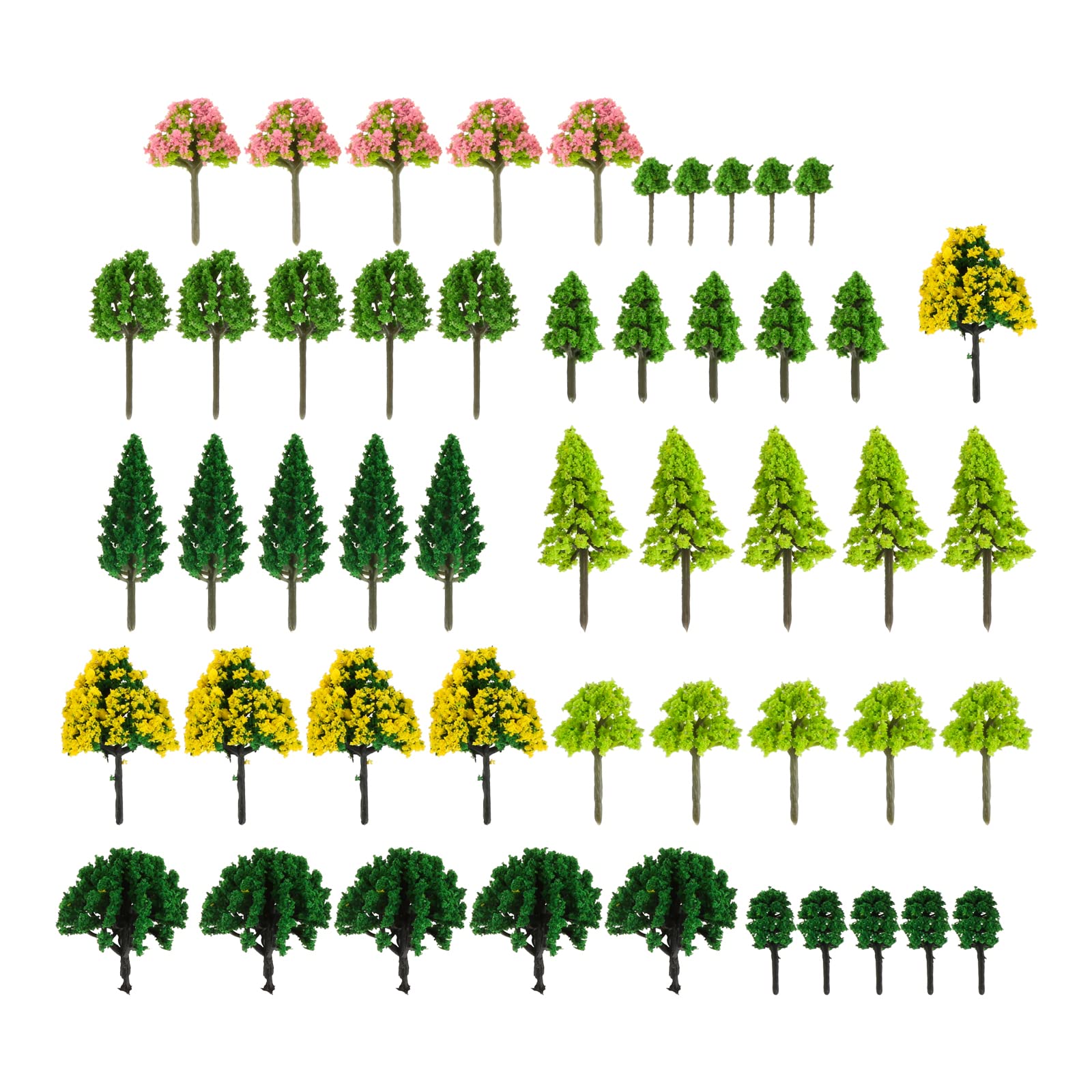 Yetaha 55 Pcs Mixed Model Trees, Miniature Tree, Fairy Garden Plant Ornament Model Train Scenery Architecture Green Tree Model for Micro Landscape DIY Craft Home Decoration