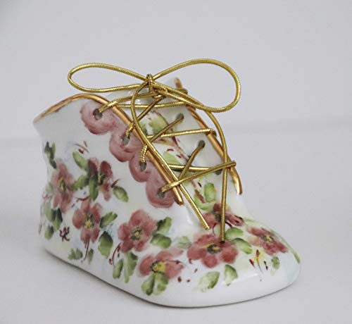 Porcelain Baby Shoe - Baptism or Christening - 100% Hand Painted Ceramic Baby Shoe Keepsake- Baby Dedication