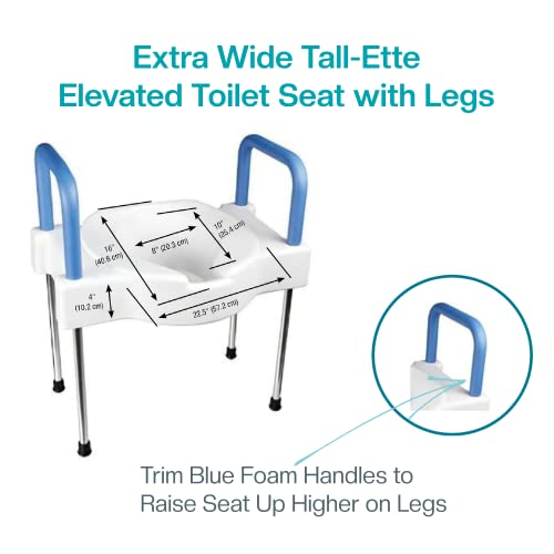 SP Ableware 9155 Tall-Ette Elevated Toilet Seat with Extra Wide Seating Surface and Leg, White