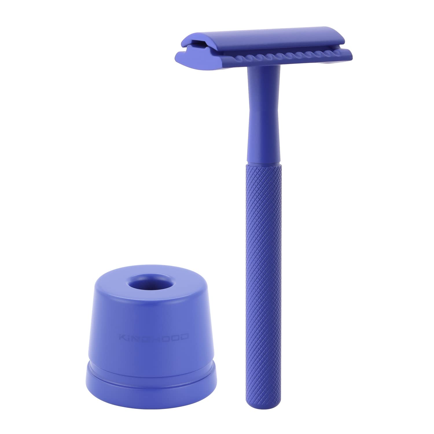 Package of Kinghood Double Edge Safty Razor & Razor Stand For Men And Women(10 Blades,Dark Blue)