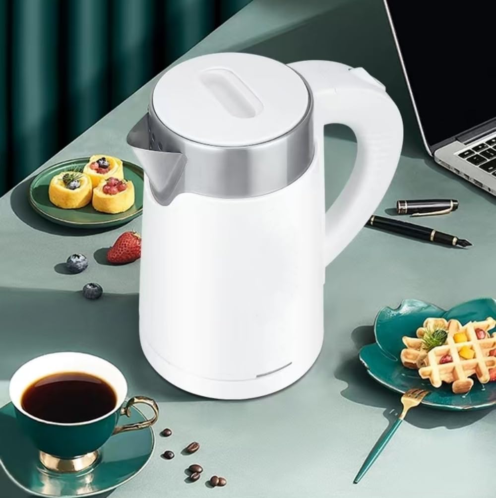 Wdcme Small Portable Electric Tea Kettle, 0.8L Travel Electric Coffee Kettle, Mini Hot Water Boiler Stainless Steel (White)
