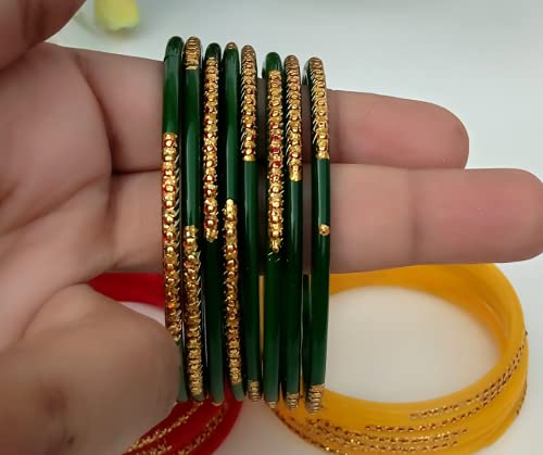 Laal Amrood Glass Bangles For Women & Girls Indian Jewelry Multi Color Chudi Set (24 Bangles)