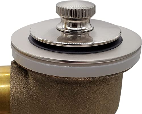 Westbrass D941K-07 1-3/8" Fine Thread Twist & Close Bathtub Drain Trim with One-Hole Overlfow Faceplate, Satin Nickel