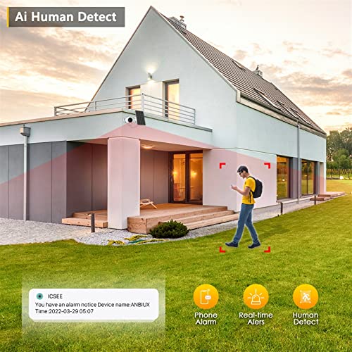 Security Camera Camera 3MP Wireless IP Camera Rechargeable Battery Panel Solar Outdoor Waterproof AI PIR Alerts Two Way Audio P2P Security Protection Surveillance Camera with Spotlight ( Size : With 1