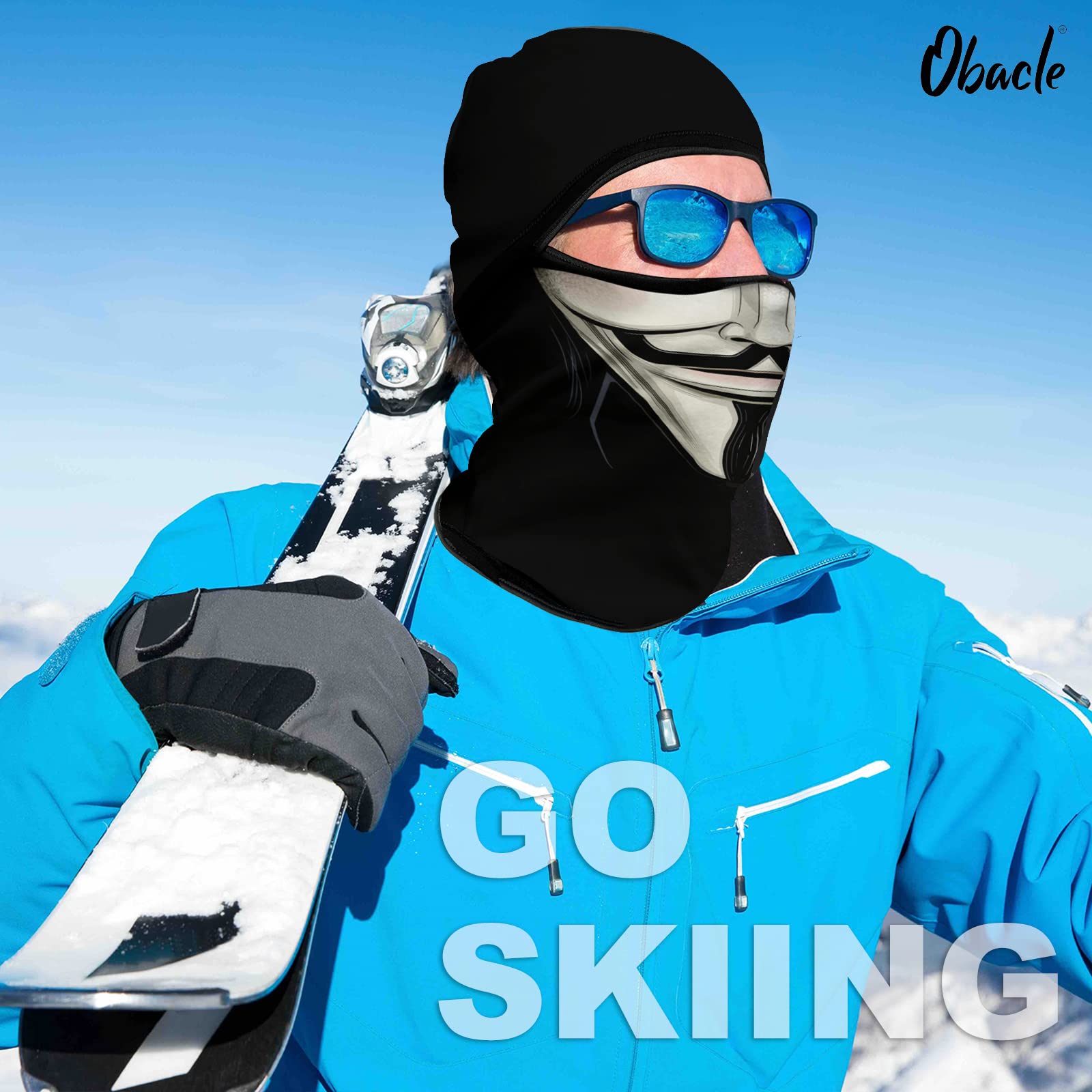 Obacle Balaclava Face Mask Men Women for Winter Cold Weather Ski Hunting (Men White Face Black Beard)