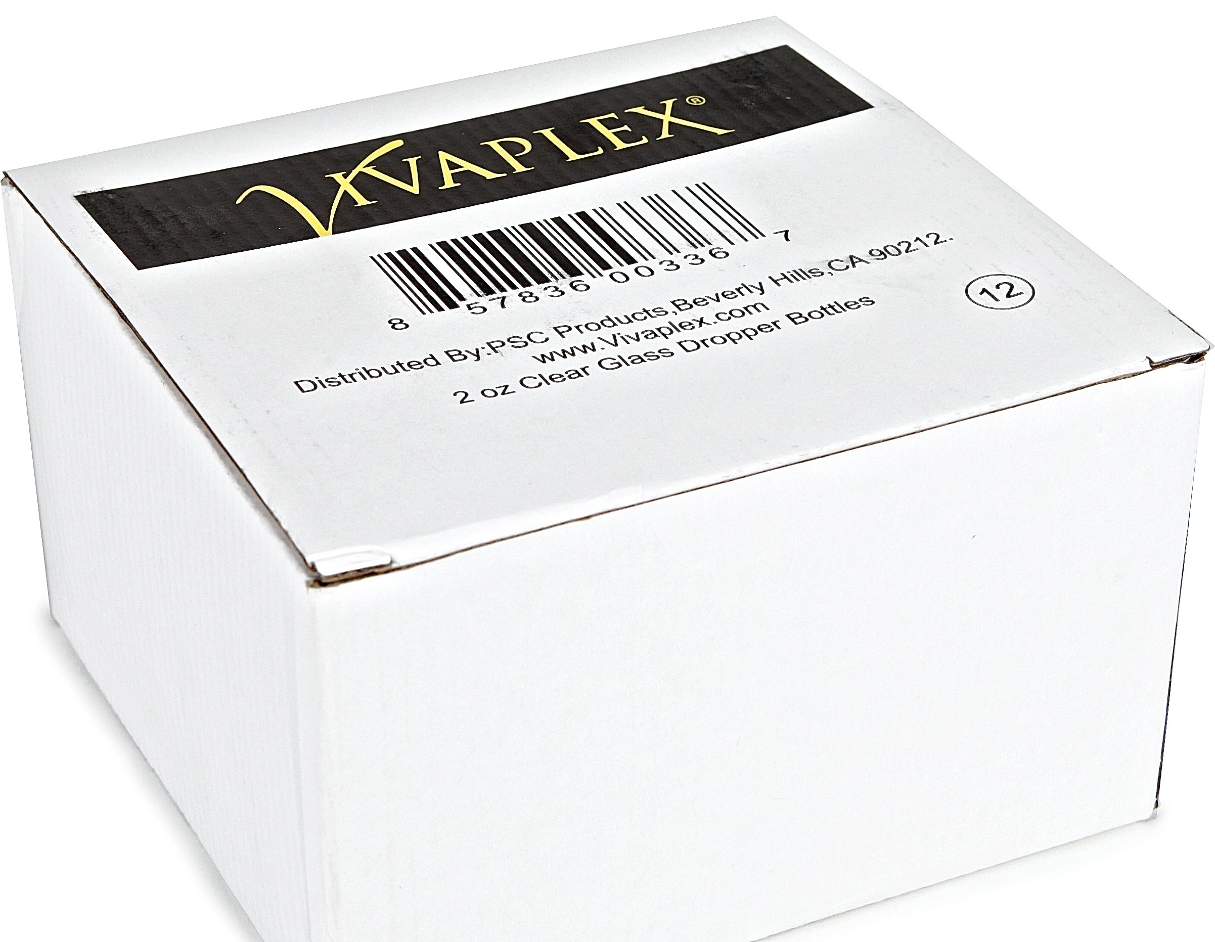 Vivaplex, 12, Clear, 2 oz Glass Bottles, With Glass Eye Droppers