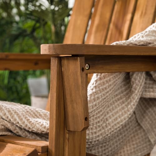 Walker Edison Outdoor Patio Wood Adirondack Foldable Chair All Weather Backyard Conversation Garden Poolside Balcony, Set of 1, Brown