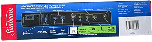 pot (Pack 5) Sunbeam Advance 7 Outlet Power Strip, 15A Power Strips with Surge Protection Cord, Power Outlet Extender with Adjustable Threshold