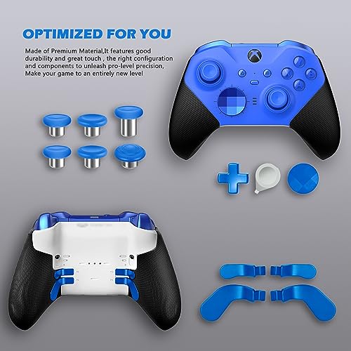 Sedicoca Complete Component Pack for Xbox Elite Wireless Controller Series 2 ,Includes 1 Carrying Case 1 Dock, 4 Paddles, 2 DPads,6 Thumbsticks,1Tool, for Xbox One Elite Series 2 Core Replacement Parts(blue )