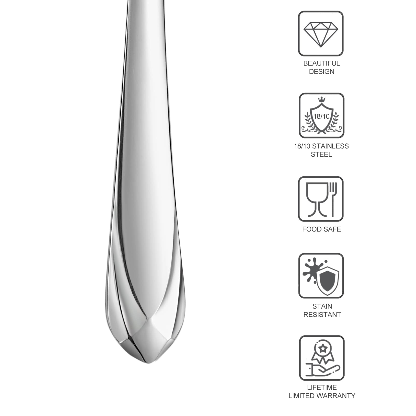 KEAWELL Premium Elena Spoon, 4-Piece Spoon Set, 18/10 Stainless Steel, Mirror Polished, Dishwasher Safe (7.5" Soup Spoon)
