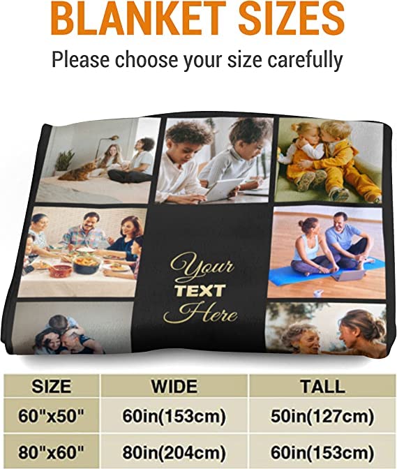 Taka Deal Customized Photo Blanket - Collage Blanket with Text. Make Your Own Fleece Throw Blanket. Gift for Valentine, Anniversary & Birthday. (Photo Blanket 28, 50"X60")