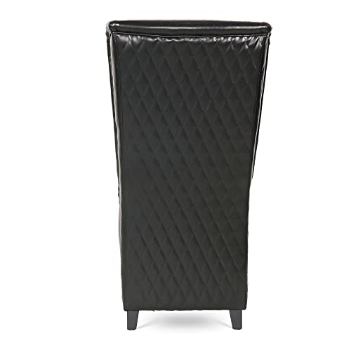 Yoluckea High Back Dining Chair, Retro Wing Back King Throne Chair Head Chairs for Dining Table, PU Leather Upholstered Accent Side Chair for Living Room Dining Room Bedroom, Black