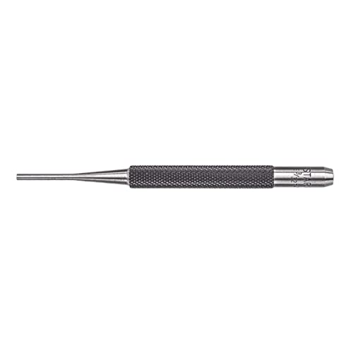 Starrett Drive Pin Punch with Knurled Grip for Driving Pins Into or Out of a Workpiece - Hardened and Tempered Steel, 4" Length, 3/32" Punch Diameter - 565B