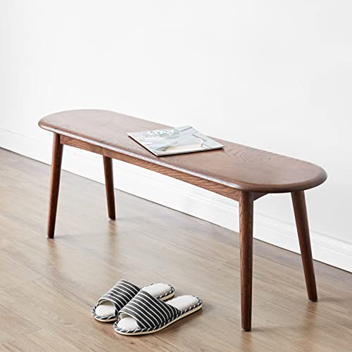 Yoluckea Oak Wood Dining Bench Classic Rectangle Table Bench Simple Elegant Solid 2-3 Seater Bench for Kitchen Dining Room Living Room Entrway(39.37"-Walnut)