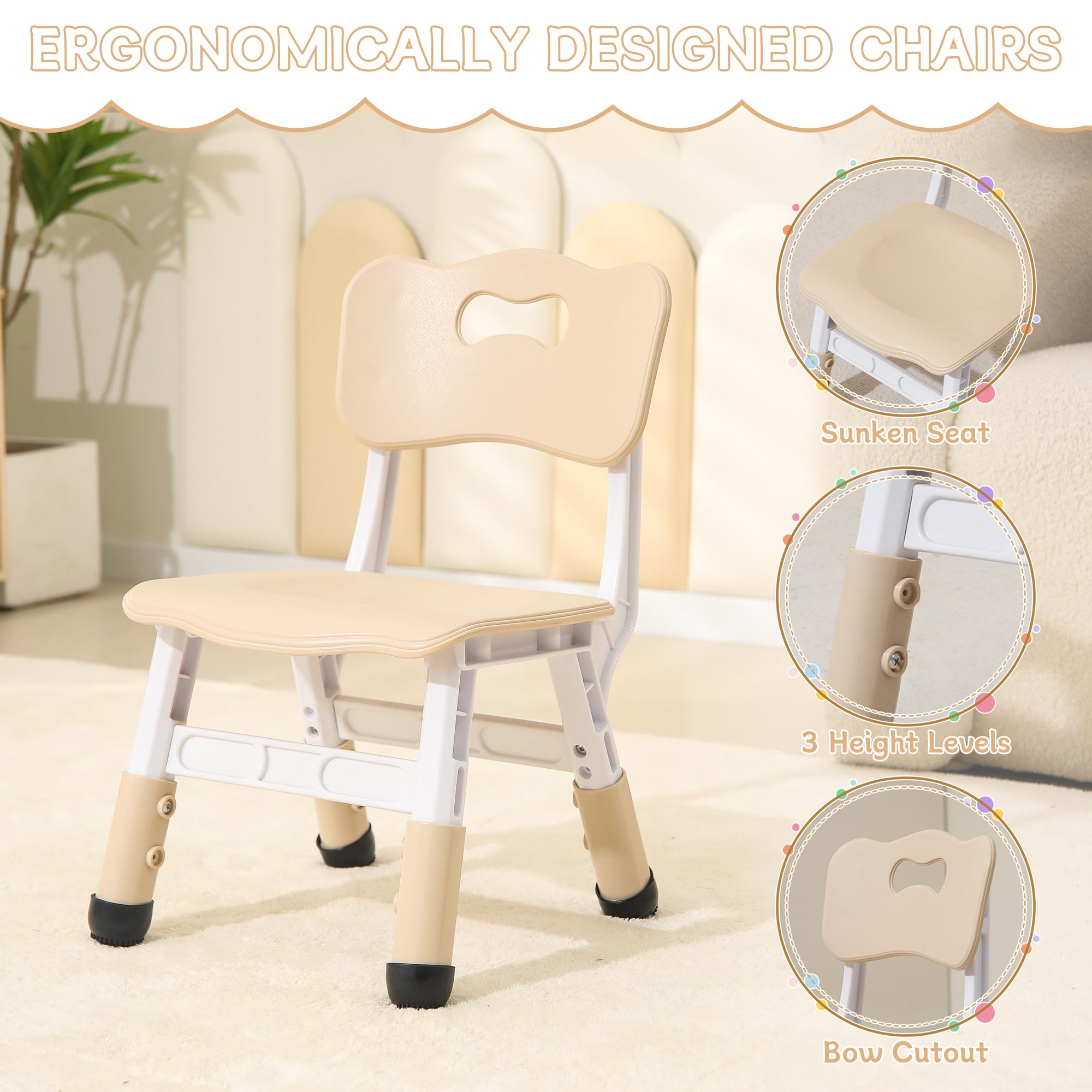 SINKIPA Todder Table and Chairs, 31.5''L x 23.6''W Sturdy kids Activity table with Stainless Steel Legs, Kids Table and 2 Chairs with Anti-Slip Foot Covers, Graffiti Desktop