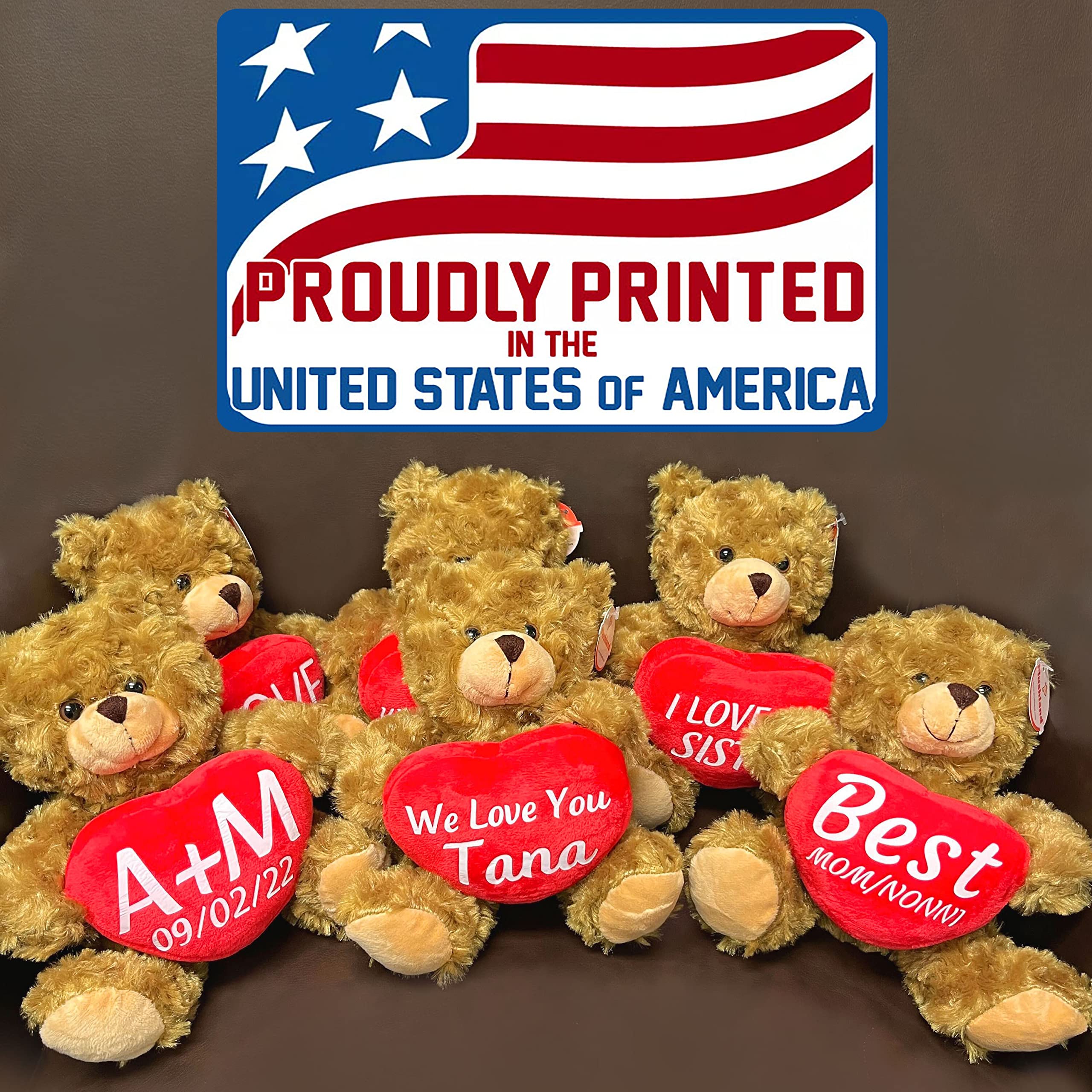 Personalized Mocha Bear with Heart for Girls, Boys - Custom Plush Teddy Bear with Your Text Name