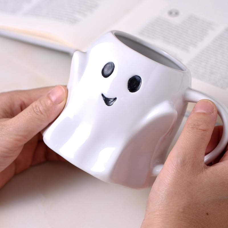 Yopcuvi Ghost Mug, Ceramic Ghost Coffee Mug, Halloween Ghostface Mug, 14 Fl Oz