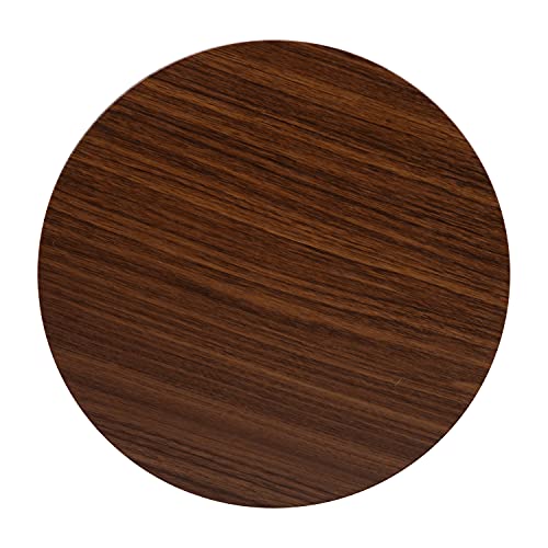 Taylor + Logan Brennan End Table - Engineered Wood Walnut Side Table with Matte Black Cross Brace Frame - 15.75" Round Side Table