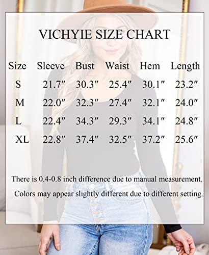 VICHYIE Fall Women's Square Neck Long Sleeve Shirts Scoop Ribbed Henley Tee Slim Fitted Casual Basic Tshirts Top Blouses Hot Pink L