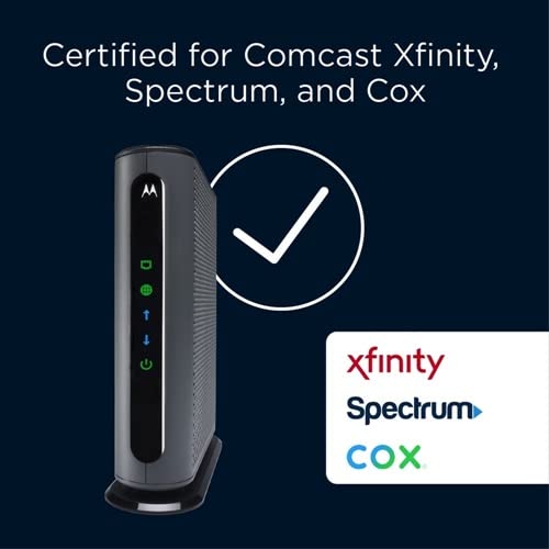 MOTOROLA 8x4 Cable Modem, Model MB7220, 343 Mbps DOCSIS 3.0, Certified by Comcast XFINITY, Time Warner Cable, Cox, BrightHouse, and More (No Wireless)