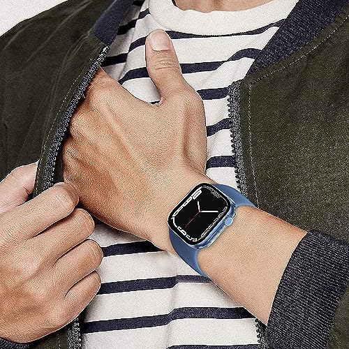 Smiling 2 Pack Case Built in Tempered Glass Screen Protector Compatible with Apple Watch Series 9 (2023)/Series 8 /Series 7 41mm, Hard PC Case Overall Protective Cover- Transparent