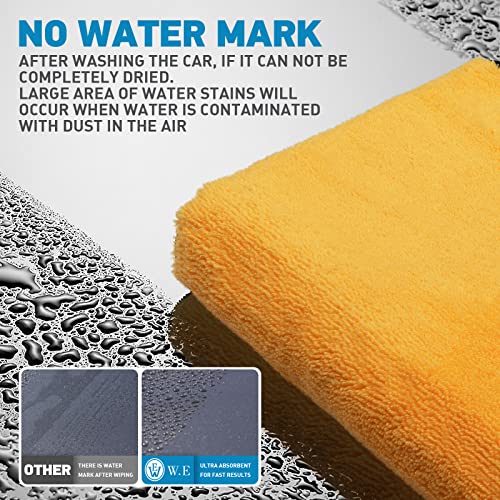WEAWE Microfiber Towels for Cars - 6 Pack (23.6β x 15.7β),one Side Extended Pile Microfiber Cleaning Cloth for Car Washing Drying & Auto Detailing Strong Water Absorption Streak Free Non-Fading(Gold)