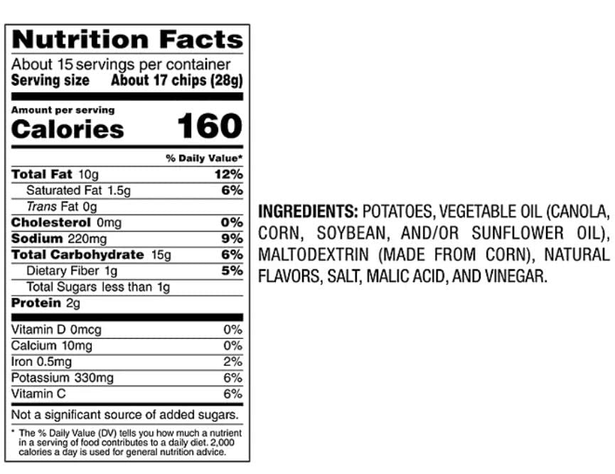 Lay's Potato Chips, Salt & Vinegar, 1 Ounce (Pack of 40)
