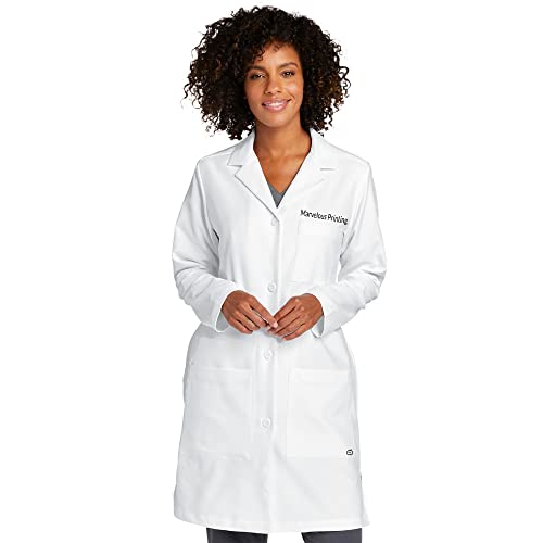 Womens Embroidered White Lab Coat - WonderWink® Long Lab Coat - Women's Long Lab Coat Lab Coat - Add a name - Business Name - Personalized Lab Coat with Name (XL)