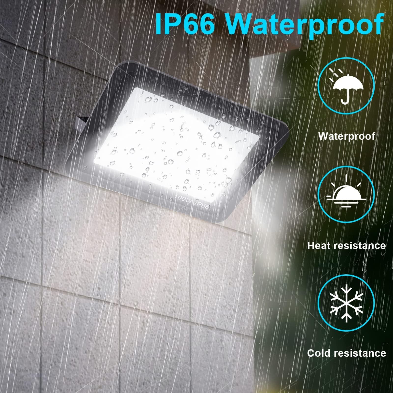 LKXDOV LED Flood Lights Outdoor, 100W 10000LM Outside Work Light with Plug IP66 Waterproof, 6000K Portable Exteriores Security Floodlights for Yard, Garden, Stadium, Playground (2 Pack)