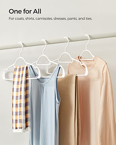 SONGMICS Plastic Hangers, 30 Pack Lightweight Space-Saving Hangers, Hangs up to 8 lb, Heavy-Duty Clothes Hangers for Coats, Pants, Dresses, White UCRP007W30