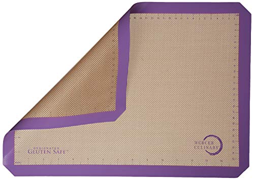 Mercer Culinary Silicone Bake Mat, Half Size, 11 7/8-Inch by 16 1/2-Inch, Purple border