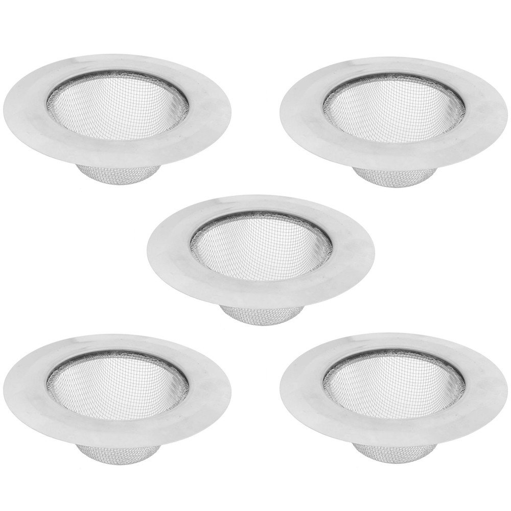 Wideskall 4.5" Stainless Steel Large Wide Rim Sink Strainer for Kitchen Drain Strainer (Pack of 5)