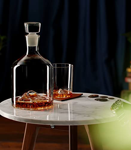 Whiskey Peaks Half Dome Decanter, 44 fl oz, Glassblown, Lead-Free Crystal with Stopper