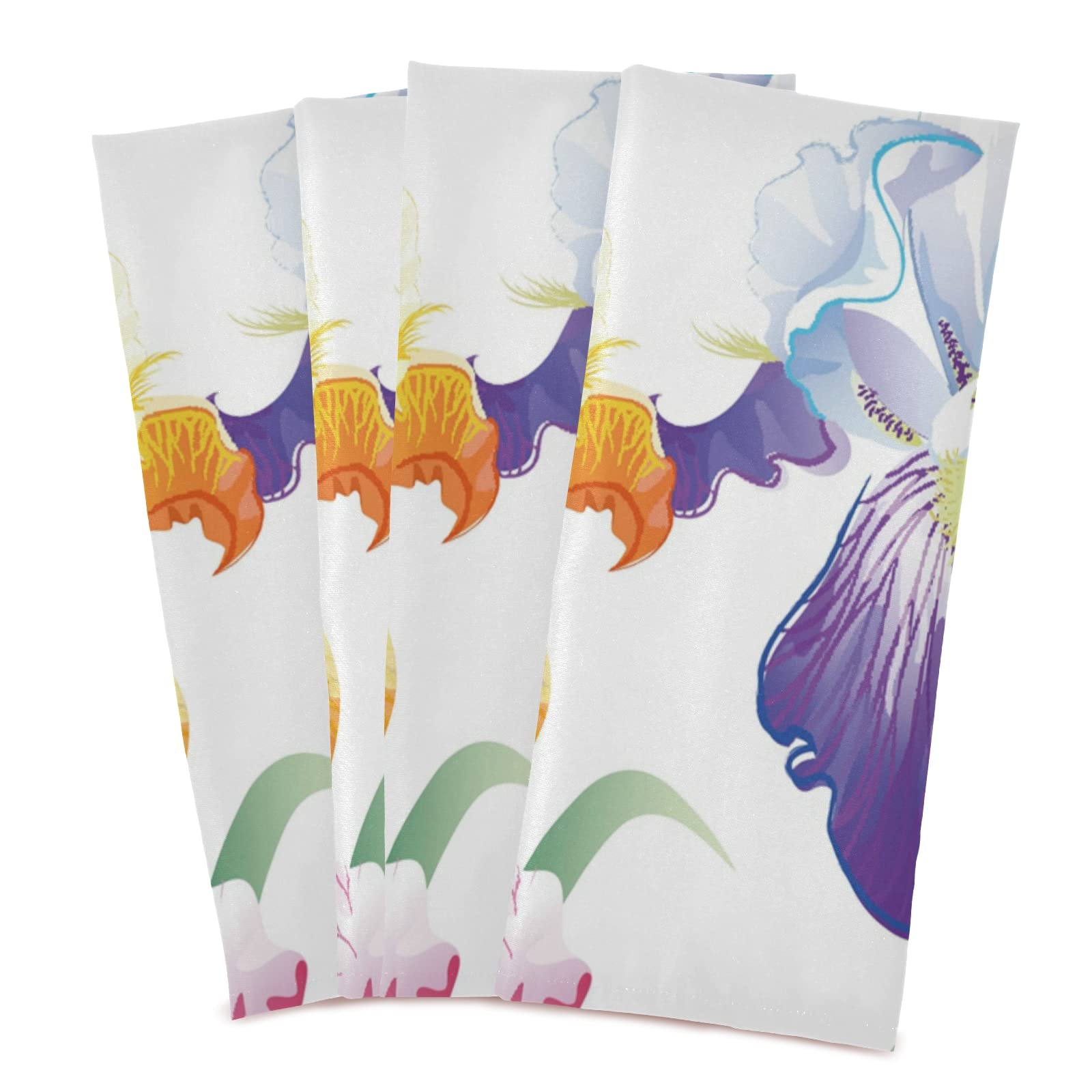 Kigai Kitchen Dish Towels Purple Iris Flower Soft Tea Towel Set of 4 Absorbent Dishcloths Hand Towels for Dish Clean Cloth 28" x 18"