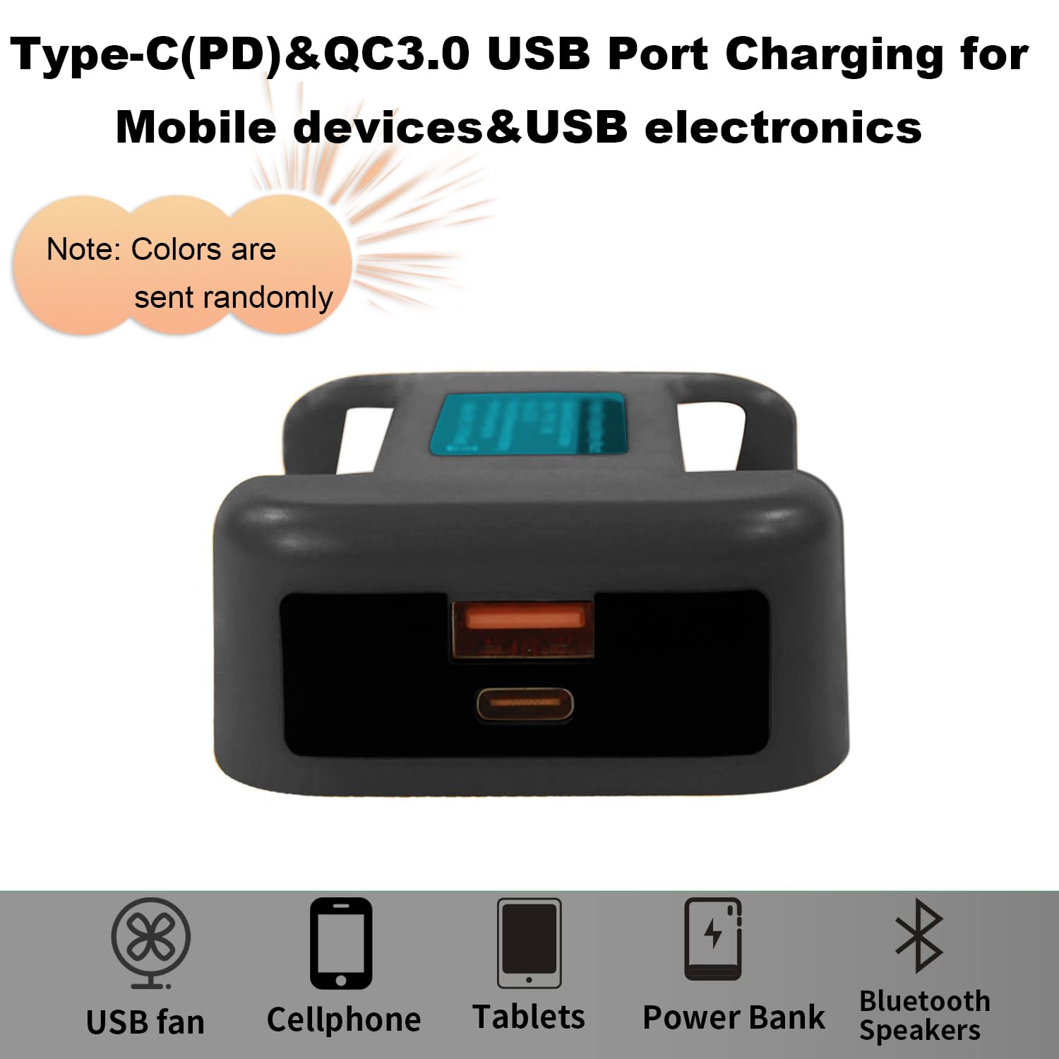 YDDL for De Walt USB Charger Adapter, 2 Pack USB Charger Adapter Compatible with Dewalt 20v Battery USB Holder with Type-C Fast Charging Interface (Adapter Only)