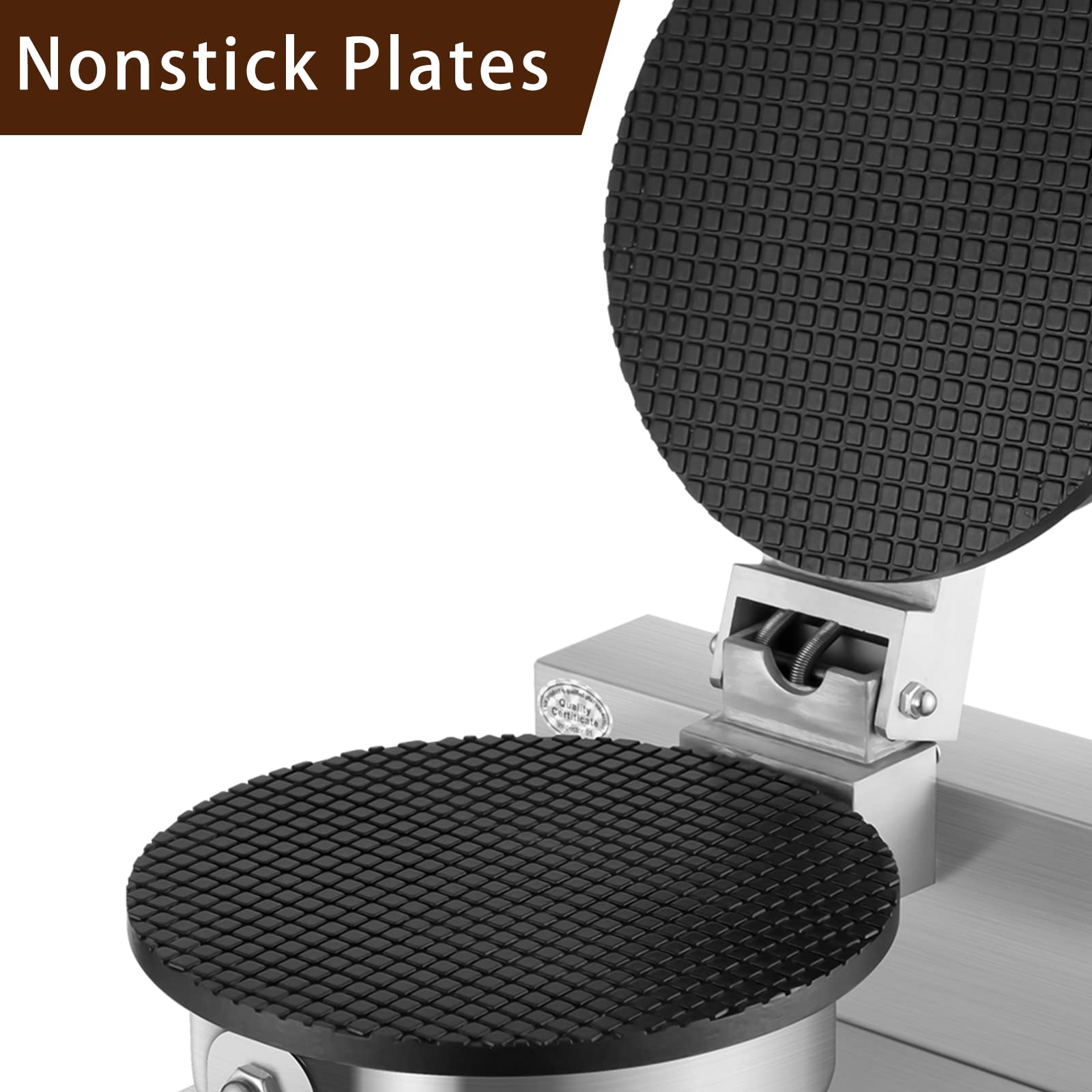 S2SQURE Commercial Ice Cream Cone Maker Waffle, Waffle Cone Iron, non-stick panel, stainless steel structure, high power 1200W, suitable for hotels, restaurants, snack bars, Ice Cream Shop