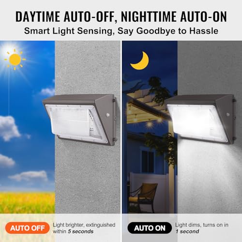 VEVOR 4PCs LED Wall Pack Lights, 120W 11000LM, 5000K Commercial Outdoor Lights Security Lighting Fixture, with Intelligent Light Sensing 240 LED Beads Energy Saving for Garages Yards, IP65 Waterproof