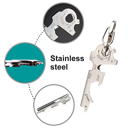 Multifunctional Keychain Bottle Opener Keychain multitool key organizer keychain stainless mini wrench screwdriver tweezers Utility pocket tool for Camping Outdoor Home Pub Beer Lover NOOMIEQCF