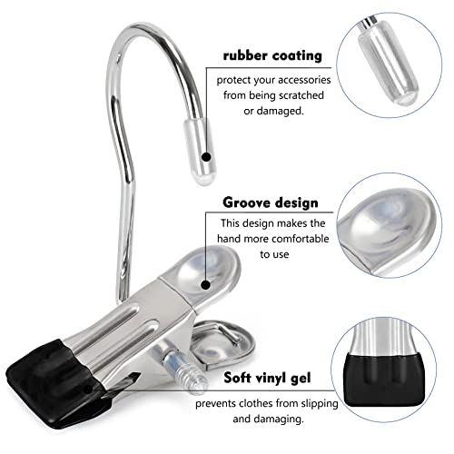ODILCO Black Boot Hanger Clips, 24PC Hook Clips Hold, Hanging Clothes Pins Hooks - Portable Stainless Steel Home Travel Hangers Clips