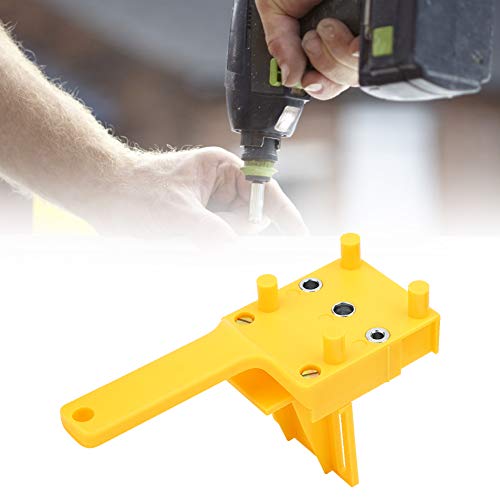 Woodworking Drilling Locator Straight Hole Locator, Handheld Woodworking Perforation DIY Tools Woodworking Dowel Jig Kit Hardware Template Guide Woodworking Tools(黄色)