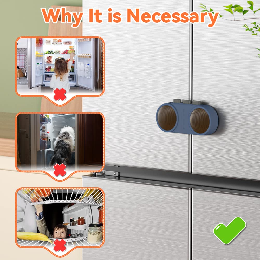 SAFELON 1 PC Baby Safety French Fridge Door Lock, Refrigerator Lock Cabinet Locks for Childproof. Quick Install and no Tools or Drill Needed (White)